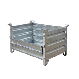 Eichinger Vollwand-Stapelbeh&auml;lter, LxBxH 1200 x 800 x 750 mm, L&auml;ngswand 1/3 klappbar, verzinkt