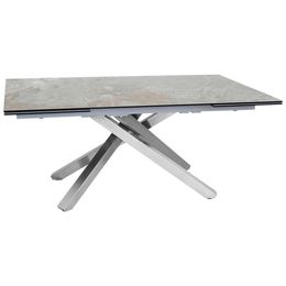 Novel Esstisch, Edelstahl, Hellgrau, Hellbraun, Metall, Glas, Keramik, rechteckig, eckig, 98x76x180-280 cm, ausziehbar, Esszimmer, Tische, Esstische, Glastische