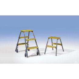 MUNK Stahlrohr-Tritt mit Holzstufen, ohne Rollen, 2 Stufen inkl. Plattform