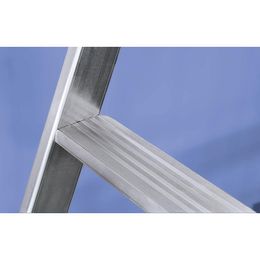 eurokraft pro Alu-Podestleiter, einseitig begehbar, fahrbar, 4 Stufen