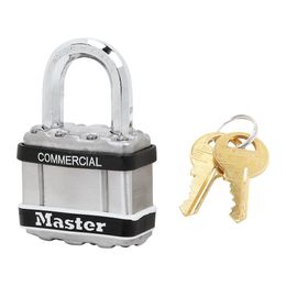 Master Lock Masterlock Vorh&auml;ngeschloss mit Zylinderschloss, Edelstahlgeh&auml;use, VE 6 Stk, Breite 44 mm
