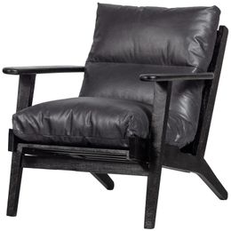 Sessel Houston Akazie/Leder Schwarz