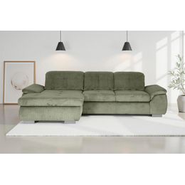 Ecksofa DIE PLANBAR "MP-IN16037 L-Form mit Kaltschaum-Polsterung", cord forest, B:289cm H:85cm T:195cm, 88% Polyester, 12% Polyamid, Sofas, Ecksofa, mit Sitztiefenverstellung & Zierkissen
