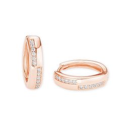 Paar Creolen Amor "2022065", rosa (silberfarben, ros&eacute;goldfarben, kristallwei&szlig;), Ohrringe, Damen, 15mm, Silber 925 (Sterlingsilber), mit Zirkonia (synth.)