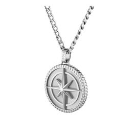 Kette mit Anh&auml;nger BOSS "NORTH", edelstahlfarben, Halsketten, Herren, Edelstahl, L: 56 B: 3mm, B:3mm