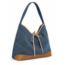 Schultertasche TONI & FRIENDS "Murnau", Damen, Gr. B/H/T: 36cm x 28cm x 13cm onesize, blau, Leinen, Taschen Schultertasche, Leinen Stoff Tasche