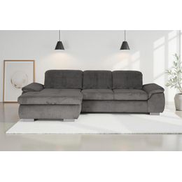 Ecksofa DIE PLANBAR "MP-IN16037 L-Form mit Kaltschaum-Polsterung", cord anthrazit, B:289cm H:85cm T:195cm, 88% Polyester, 12% Polyamid, Sofas, Ecksofa, mit Sitztiefenverstellung & Zierkissen