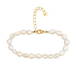 CAI Armband CA&Iuml; "925 Sterling Silber vergoldet Perlen", gelb (gelb, wei&szlig;), Armb&auml;nder, Damen, 15+4cm, Silber 925 (Sterlingsilber), gl&auml;nzend, Armband