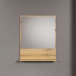 Badspiegel Welltime "Amrum", braun (eiche), B:60cm H:74cm T:14cm, FSC-zertifizierter Holzwerkstoff, glasspiegel, Spiegel, Badspiegel, Wandspiegel mit Ablage - (B/T/H) wahlweise 60 bis 80/14/74 cm