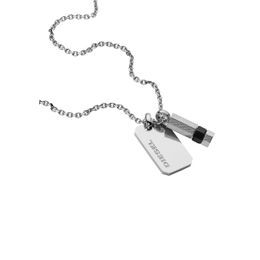 Kette mit Anh&auml;nger Diesel "Schmuck Edelstahl Halsschmuck Halskette Ankerkette", schwarz (edelstahlfarben, schwarz), Halsketten, Damen, mit Stein, Edelstahl, L: 55, mit Stein (synth.)