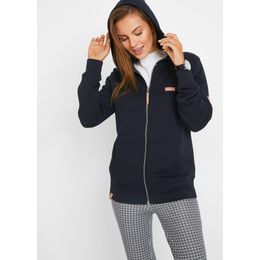 Kapuzensweatjacke bonprix, Damen, Gr. 52/54 (XXL), schwarz, Sweatware, Obermaterial: 100% Baumwolle, unifarben, l&auml;ssig geschnitten h&uuml;ftbedeckend, Rundhals, angesetztes B&uuml;ndchen, Sweatjacken, mit Kapuze, mit K&auml;ngurutaschen, aus Baumwolle, mit Rei&szlig;verschluss