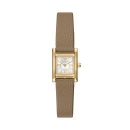Quarzuhr Emporio Armani, braun, goldfarben, Armbanduhren, Damen, Quarzuhr, Armbanduhr, Damenuhr, Lederarmband, analog