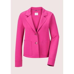 Madeleine Mode Outdoorjacke MADELEINE "Kurzblazer Trendiger Blazer mit grafischem Muster", Damen, Gr. 46, pink, Obermaterial: 74% Baumwolle CO. 21% Polyester PES. 5% Elasthan EL., Modern, normal, Jacken Outdoorjacke