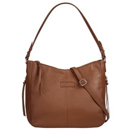 Shopper Bruno Banani, Damen, Gr. B/H/T: 35cm x 28cm x 13cm onesize, braun, Leder, leicht gl&auml;nzend, unifarben, Taschen Shopper, echt Leder