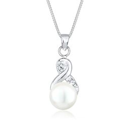Perlenkette Elli "Infinity Kristalle S&uuml;&szlig;wasserzuchtperle 925 Sterling Silber", wei&szlig;, Halsketten, Damen, 45, ohne Stein, Silber 925 (Sterlingsilber), L: 45, Perlenkette