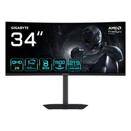 Gigabyte Curved-Gaming-Monitor "GS34WQCA", Energieeffizienz: G (A-G), schwarz (ohne farbbezeichnung), Monitore, neig-,schwenk-, h&ouml;henverstellbar