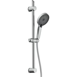 Stangenbrause-Set Welltime "Rio", silber (chromefarben), Brausegarnituren, Mit 3 Strahlarten und variabler Haltestange