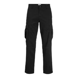 Jack & Jones Cargohose JACK & JONES JUNIOR "JPSTKANE JJJONNIE CARGO JNR", Jungen, Gr. 140, N-Gr, schwarz, Web, Obermaterial: 98% Baumwolle, 2% Elasthan, unifarben, relaxed fit kn&ouml;chellang, Hosen Cargohose