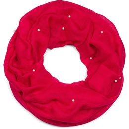 Loop styleBREAKER "Loop Schal mit Perlen Applikation", Damen, rot, Obermaterial: 50% Viskose CV. 50% Baumwolle CO., Modisch, Modet&uuml;cher Loop