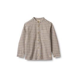 Kurzarmshirt Wheat "Wheat Shirt L/S Willum", Jungen, Gr. 98, blau check, 100% Baumwolle, kariert, normal, Rundhals, Shirts
