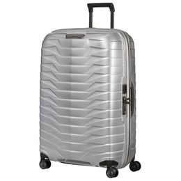 Hartschalen-Trolley Samsonite "PROXIS, verschiedene Gr&ouml;&szlig;en und Farben", Gr. B/H/T: 51cm x 75cm x 31cm 98 l, silber, Polypropylen, unifarben, festlich, Koffer, arretierbares und versenkbares Druckknopf-Trolleysystem