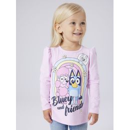 Langarmshirt name it "NMFJESSIE BLUEY LS TOP BOX NOOS SKY", M&auml;dchen, Gr. 104, pirouette, Jersey, Obermaterial: 95% Baumwolle, 5% Elasthan, Basic h&uuml;ftbedeckend, Rundhals, Shirts Langarmshirt