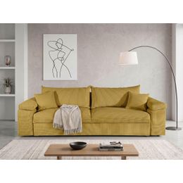 Schlafsofa Collection AB "Mara, B: 249 cm, Liegefl. 139x195 cm", gelb, B:249cm H:42cm T:87cm, 100%Polyester, Sofas, Schlafsofa, Dauer-Schlaffunktion, Bettkasten & Federkern, wahlweise mit Topper