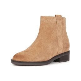 Stiefelette Geox "Geox Stiefelette Veloursleder", Damen, Gr. 39, braun (toffee), Veloursleder, Schuhe Stiefelette
