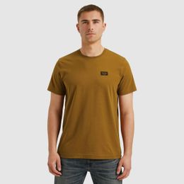 PME-Legend T-Shirt PME LEGEND, Herren, Gr. XXL, braun (golden braun), Jersey, Obermaterial: 95% Baumwolle, 5% Elasthan, unifarben, normal normal, Rundhals, gerader Abschluss, Shirts T-Shirt, mit Logobadge