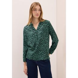 Shirtbluse Cecil, Damen, Gr. XXL (46), gr&uuml;n (ink gr&uuml;n), Stoff, 100% Viskose, gemustert, normal normal, Rundhals, elastischer Bund, Blusen, aus softer Viskose