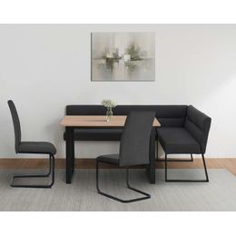Eckbankgruppe OTTO HOME "Barcell/Ivanna/Calgoty", anthrazit, eiche farb., anthrazit, schwarz, B:120cm H:76cm T:80cm, MDF, Metall, Stoff, Sitzm&ouml;bel-Sets, Eckbankgruppe, Sitzgruppe, Eckbank und St&uuml;hle bequem gepolstert, Tisch 120x80 cm