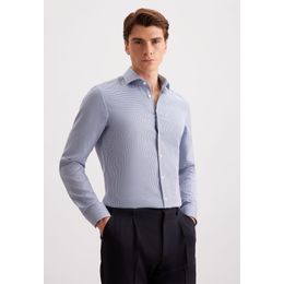 Businesshemd Seidensticker "Schwarze Rose", Herren, Gr. M (40), normale &Auml;rmell&auml;ngen, blau (mittelblau), 100% Baumwolle, Hahnentrittmuster, skinny fit, 2-Knopf-Manschette, Hemden, X-Slim 1/1 Kentkragen Pepita