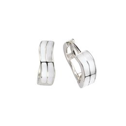 Paar Creolen Vivance "925/- Sterling Silber Lack", wei&szlig;, Ohrringe, Damen, one-size, Silber 925 (Sterlingsilber)