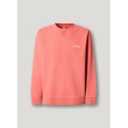 Sweatshirt Pepe Jeans "JOHN CREW", Herren, Gr. L, cinnabar rot, Sweatware, Obermaterial: 100% Baumwolle, unifarben, h&uuml;ftbedeckend, Rundhals, Rippb&uuml;ndchen, Sweatshirts Sweatshirt, mit Rippeinsatz am Rundhals, Logoschriftzug