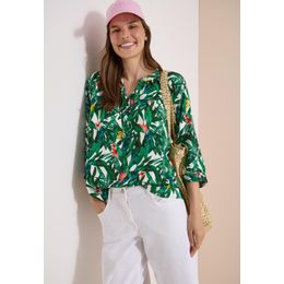 Shirtbluse Cecil, Damen, Gr. L (42), khaki, 100% Viskose, gemustert, klassisch normal, Rundhals, abgesteppt, Blusen, mit 3/4 &Auml;rmeln