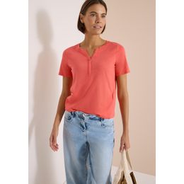 Tunikashirt Cecil, Damen, Gr. L (42), shiny coral, Web, 100% Baumwolle, unifarben, comfort fit normal, ohne Ausschnitt, B&uuml;ndchen, Shirts, aus reiner Baumwolle