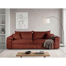 Schlafsofa Collection AB "Mara, B: 249 cm, Liegefl. 139x195 cm", terracotta, B:249cm H:42cm T:87cm, 100%Polyester, Sofas, Schlafsofa, Dauer-Schlaffunktion, Bettkasten & Federkern, wahlweise mit Topper