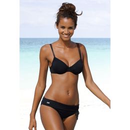 Bikini-Hose Buffalo "Happy", Damen, Gr. 34, N-Gr, schwarz, Microfaser, Polyamid, unifarben, Badehosen Bikini-Hose, mit Umschlagbund