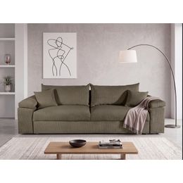 Schlafsofa Collection AB "Mara, B: 249 cm, Liegefl. 139x195 cm", olive, B:249cm H:42cm T:87cm, 100%Polyester, Sofas, Schlafsofa, Dauer-Schlaffunktion, Bettkasten & Federkern, wahlweise mit Topper