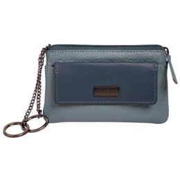 Schl&uuml;sseltasche Bugatti "SINA", Damen, blau, Leder, leicht gl&auml;nzend, unifarben, Kleinlederwaren, echt Leder