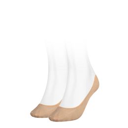 F&uuml;&szlig;linge Tommy Hilfiger "TH WOMEN FOOTIE INVISIBLE 2P", Damen, Gr. 39-42, beige (nomad), Baumwollmischung, Elasthan, Polyamid, elastisch, Socken, mit flacher Zehennaht