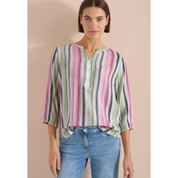 Klassische Bluse Cecil, Damen, Gr. XXL (46), vanillewei&szlig;, Stoff, 100% Viskose, gestreift, normal Po-bedeckend, Rundhals, abgesteppt, Blusen Bluse, aus softer Viskose