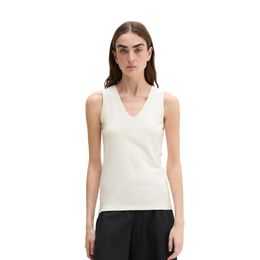 Marc O'Polo T-Shirt MARC O'POLO "aus weichem Stretch-Jersey", Damen, Gr. L, wei&szlig; cotton, Obermaterial: 96% Baumwolle, 4% Elasthan, unifarben, slim fit, tiefer V-Ausschnitt, Shirts T-Shirt