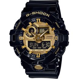 Chronograph Casio G-SHOCK, schwarz (schwarz, gelbgoldfarben), Armbanduhren, Herren, Chronograph, Quarzuhr,Armbanduhr,Herrenuhr, digital,Resinband,bis 20bar wasserdicht