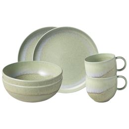 Geschirr-Set "Fr&uuml;hst&uuml;cks-Set Perlemor Alga 6er Set gr&uuml;n", gr&uuml;n, 6 tlg., Porzellan, LIKE. BY VILLEROY & BOCH, Geschirr-Sets, Geschirr-Set
