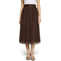 Midirock Zero "Damen mit elastischem Bund", Damen, Gr. 34, chocolate plum, T&uuml;ll, Obermaterial: 100% Polyester. Futter: 35% Viskose, 65% Polyester, ausgestellt lang, R&ouml;cke, Material