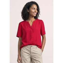 Kurzarmbluse Street One, Damen, Gr. 38, salsa rot, Web, Obermaterial: 100% Viskose, unifarben, normal h&uuml;ftbedeckend, Rundhals, abgesteppte Kante, Blusen, im Tunika-Style
