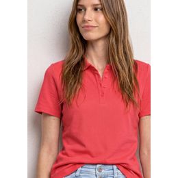 Poloshirt Street One, Damen, Gr. 34, sunset rot, Web, 97% Baumwolle, 3% Elasthan, unifarben, normal normal, hoch geschlossener Ausschnitt, abgesteppt, Shirts, aus Baumwolle mit Stretchante