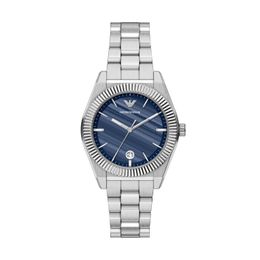 Quarzuhr Emporio Armani, edelstahlfarben, blau, Armbanduhren, Herren, Quarzuhr, Armbanduhr, Damenuhr, Herrenuhr, Edelstahlarmband, analog, Tag, Achat
