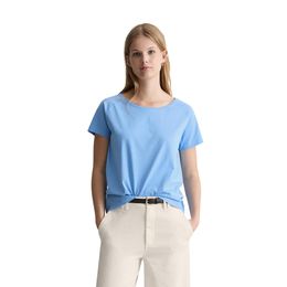 Marc O'Polo T-Shirt MARC O'POLO DENIM "aus Basic Single Jersey", Damen, Gr. L, blau (medium blau 4840), Obermaterial: 100% Baumwolle, unifarben, Basic, regular fit, normaler Saum, Shirts T-Shirt